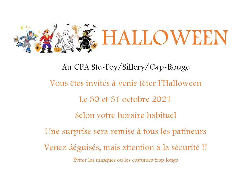 L'HALLOWEEN au CPA les 30 et 31 octobre - CPA Ste-Foy, Sillery, Cap-rouge